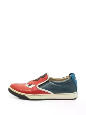 Fendi Monster Eyes Leather Slip-on Sneakers