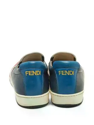 Fendi Monster Eyes Leather Slip-on Sneakers