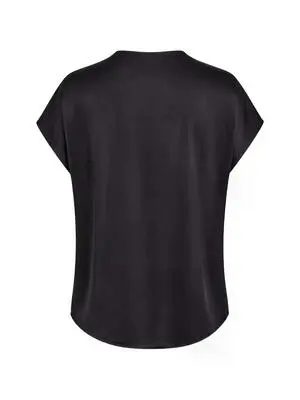 Vince Silk V-neck Blouse With Pleated Detailing - Black