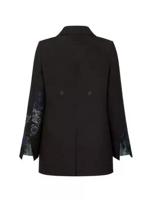 IBRIGU Floral Print Peak Lapel Blazer - Black