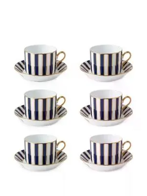 GINORI 1735 Impero Amadeus Striped Coffee Set - White