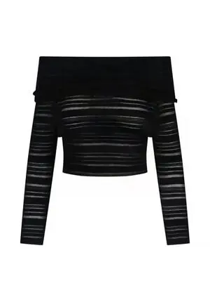 ANDREĀDAMO Off-shoulder Striped Top - Black