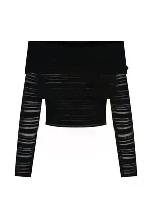 ANDREĀDAMO Off-shoulder Striped Top