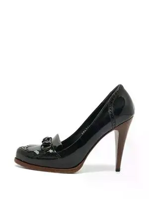 Gucci Horsebit Leather Heeled Pumps - Black