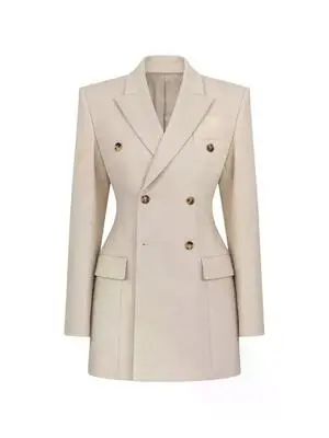 Wardrobe.NYC Double-breasted Contour Blazer - Neutrals