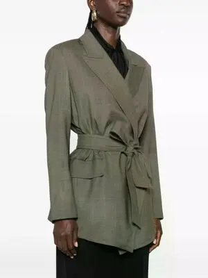 Max Mara Checked Belted Blazer