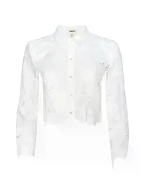L'Agence Ivory Floral Lace Embroidered Shirt