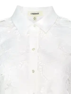 L'Agence Ivory Floral Lace Embroidered Shirt
