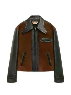 Marni Leather Jacket With Crust Leather Front