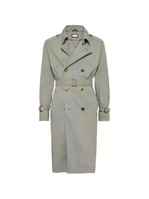 Brunello Cucinelli Belted Double-breasted Trench Coat - Green