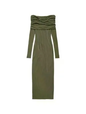 Balenciaga Draped Off-the-shoulder Maxi Dress - Green