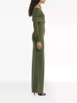 Balenciaga Draped Off-the-shoulder Maxi Dress - Green