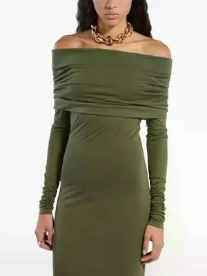 Balenciaga Draped Off-the-shoulder Maxi Dress - Green