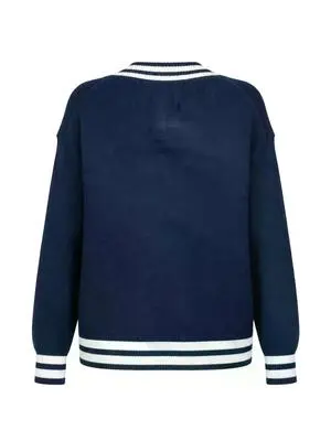WHITE & WARREN Striped Trim V-neck Sweater