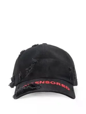 Matieres Fecales Distressed Embroidered Cap - Black
