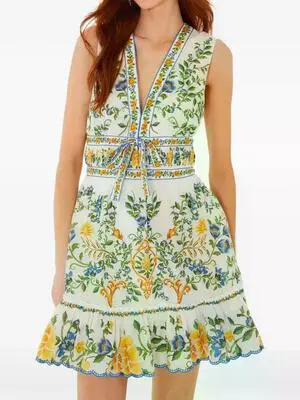 Farm Rio Emily Floral-print Ruffled Mini Dress - White