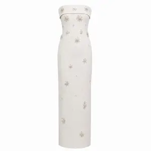 GUSHKA Blush Petals Jacquard Embellished Column Gown - Pink