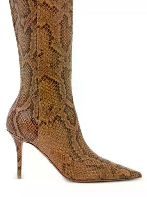 Amina Muaddi Barbara Snake-effect Knee-length Boots
