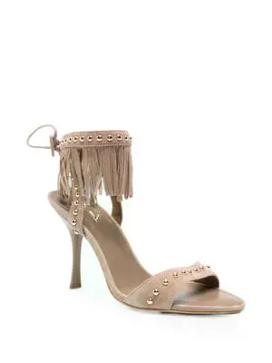 MARC ELLIS Fringed Stud-embellished Sandals - Neutrals