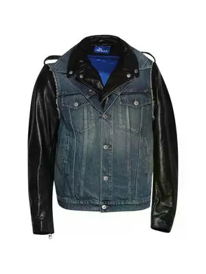 MARKING DISTANCE Layered Biker Jacket - Blue