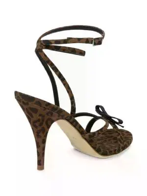 3JUIN Leopard Print Bow Detail Stiletto Sandals