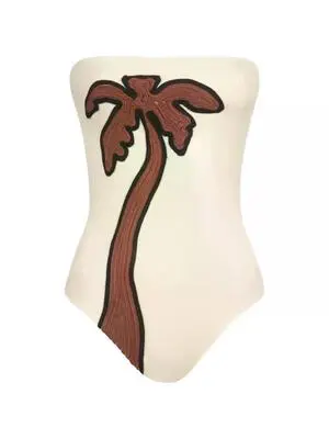 Johanna Ortiz Textured Strapless Swimsuit - Neutrals