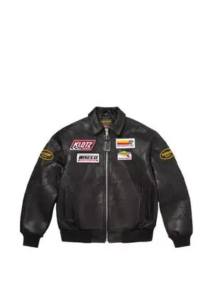 Supreme X Vanson Leathers X Marvel Spider-man Zip-up Leather Jacket - Black