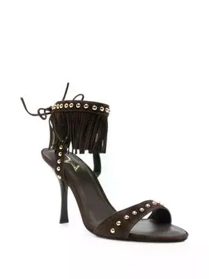 MARC ELLIS Fringed Stud-embellished Stiletto Sandals