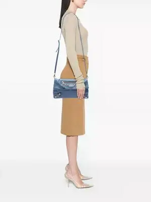 Balenciaga Lambskin Leather Motocross Giant 12 Envelope Clutch With Strap - Blue