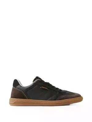 Versace Greca Court Nappa & Suede Sneakers - Black
