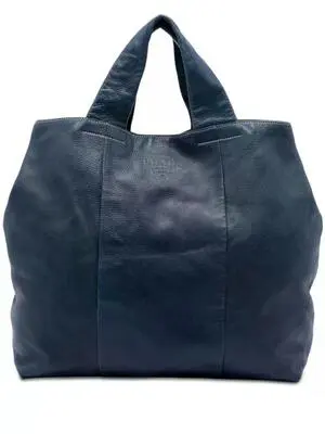 Prada Vitello Daino Shopper Tote Bag - Blue