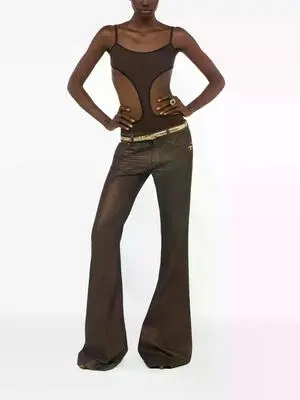 Roberto Cavalli Metallic Flared Jeans - Brown
