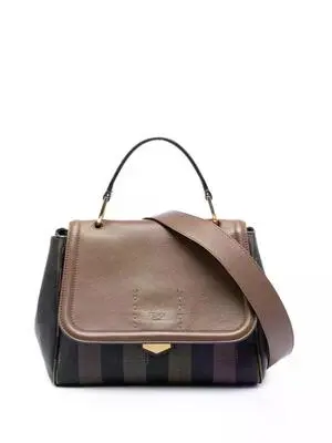 Fendi Pequin Coated Canvas And Leather Silvana Satchel - Brown
