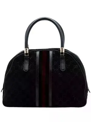 Gucci Gg Suede Web Dome Handbag - Black