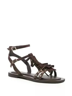 MARC ELLIS Fringed Stud-embellished Flat Sandals