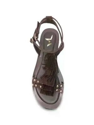 MARC ELLIS Fringed Stud-embellished Flat Sandals