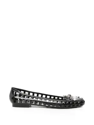 HEAVENLY JELLY Crystal Embellished Flat Pumps - Black