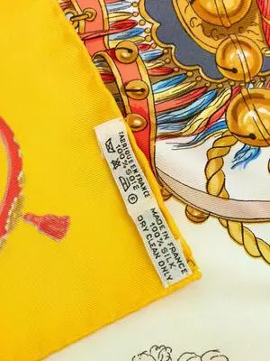 Hermès 1997-2008 Caparacons De La France Et De L Inde Silk Scarf 90 Scarves - Yellow