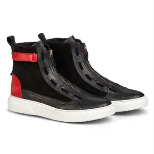 KURT LINCOLN Phantom & Red High Top Sneaker - Black