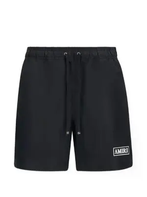 Amiri Logo Patch Drawstring Swim Shorts - Black