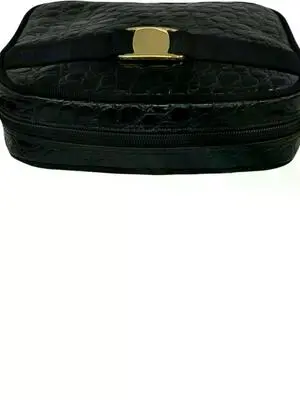 FERRAGAMO Croc Embossed Leather Vara Crossbody Bag