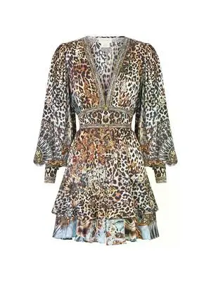 Camilla Leopard-print Mini Dress - Neutrals