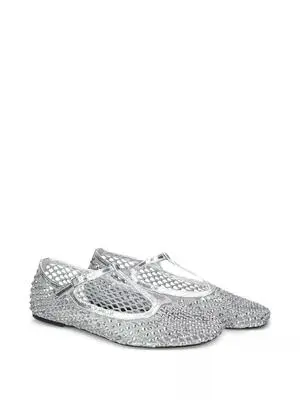 STRATEGIA SHOES Astra Rhinestone-embellished Ballet Flats - Silver