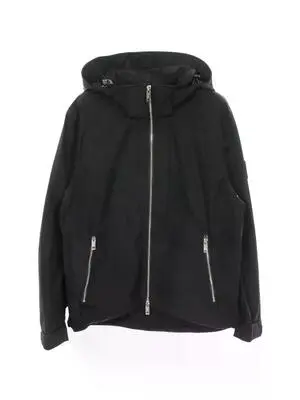 Burberry Zip-up Hooded Jacket With Logo Patch - Black