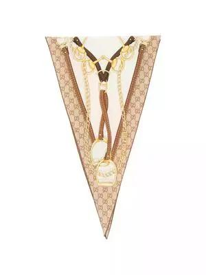 Gucci Gg Supreme Horsebit Scarf - Neutrals
