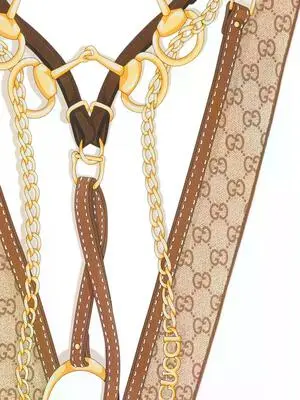 Gucci Gg Supreme Horsebit Scarf - Neutrals