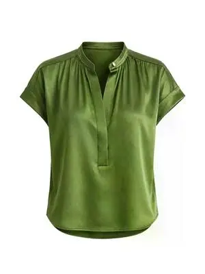 Vince Pleated Satin Blouse - Green