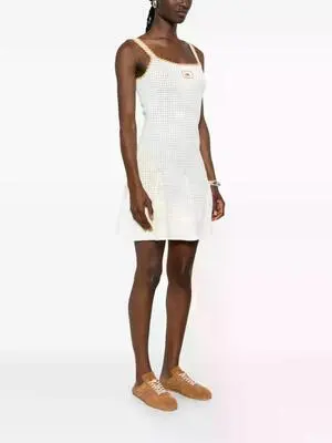 Casablanca Crochet Knit Logo Patch Mini Dress