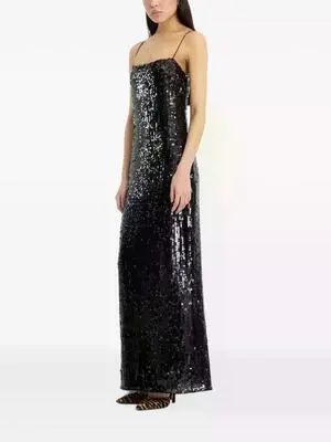 ROTATE BY BIRGER CHRISTENSEN Square Neck Sequin Midi Dress - Black