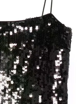 ROTATE BY BIRGER CHRISTENSEN Square Neck Sequin Midi Dress - Black